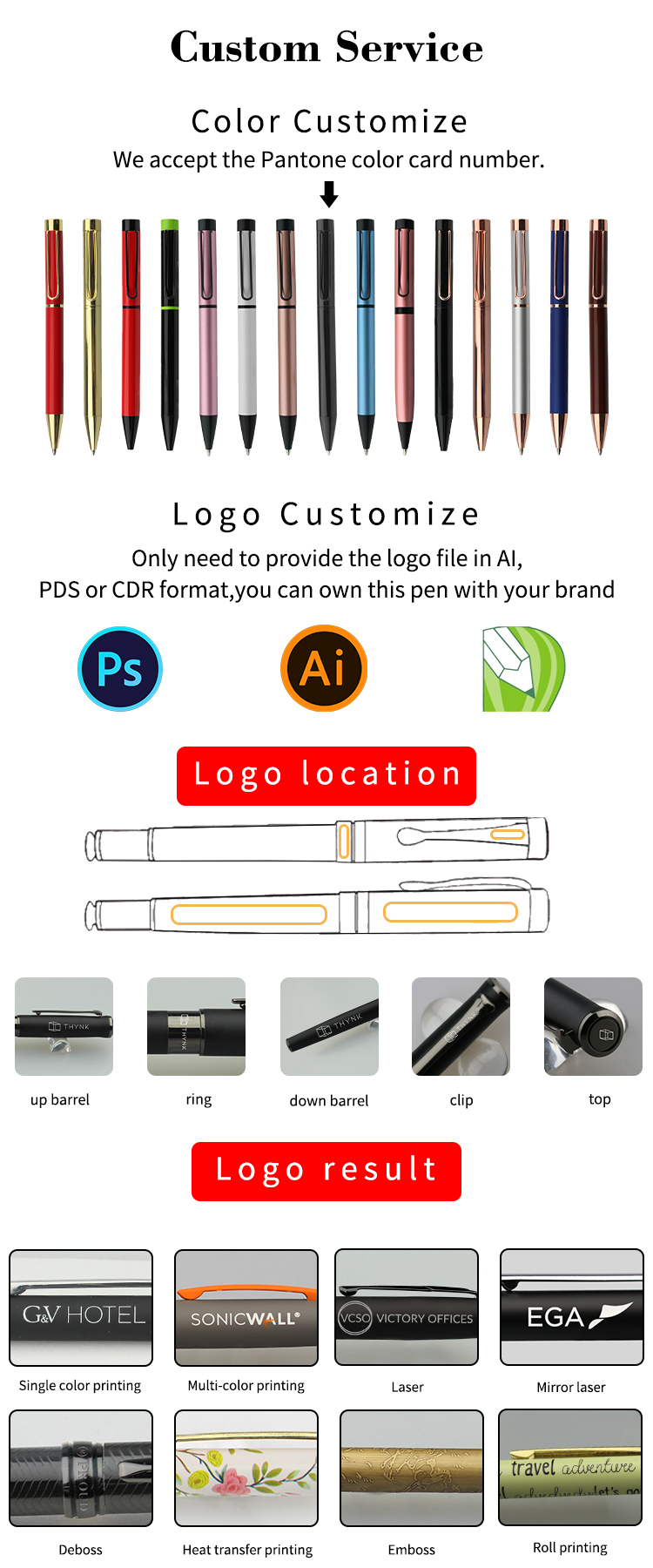 customized logo High quality metal pen USB