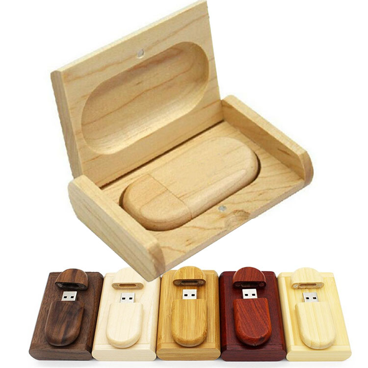Wooden USB flash drive with box